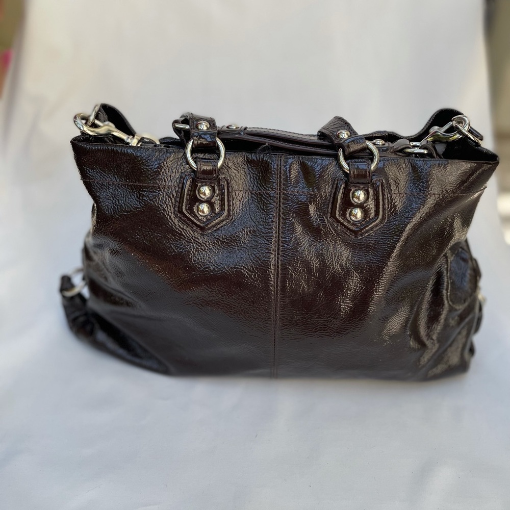 Coach Espresso Patent Leather Ashley Handbag - Gem